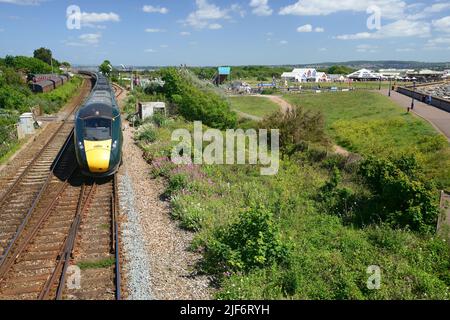 GWR Intercity Express Train passing Sprey Point at Teignmouth, South ...