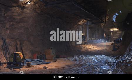 3d-illustration of an empty and scary undeground bunker Stock Photo - Alamy