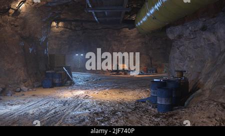 3d-illustration of an empty and scary undeground bunker Stock Photo - Alamy