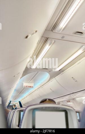 Crop image of airplane screen device for entertainment to serve ...