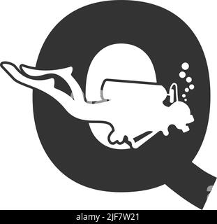 Letter G and someone scuba, diving icon illustration template Stock ...