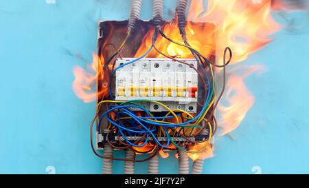 Burnt fuse box. Fuses and circuit breakers are safety devices had built ...