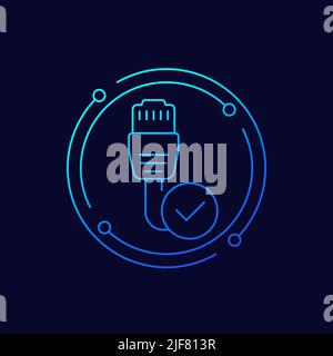 ethernet cable and check mark, vector icon Stock Vector Image & Art - Alamy