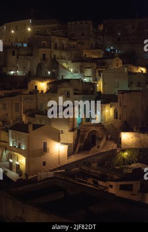 Detail of the Sassi of Matera at night Stock Photo - Alamy