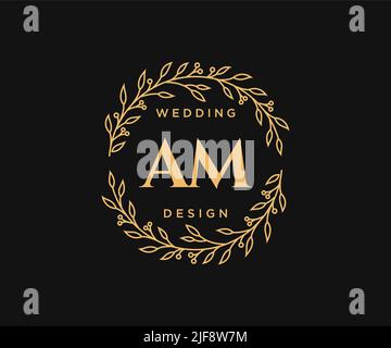 AM Initials letter Wedding monogram logos collection, hand drawn modern ...