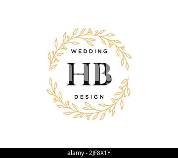 HB Initials letter Wedding monogram logos collection, hand drawn modern ...