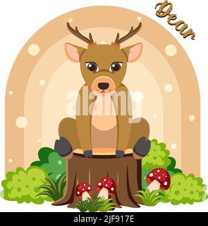 Cute dear clipart, animal cartoon illustration vector Stock Vector ...