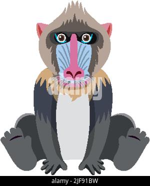 Cute mandrill in cartoon flat style illustration Stock Vector Image ...