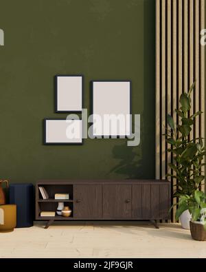 Cabinet wooden design on modern room japanese.3D rendering Stock Photo ...