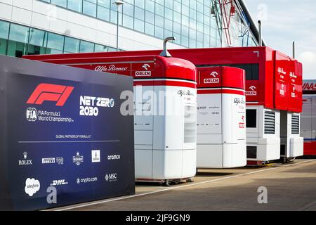F1 Net Zero Emission by 2030 logo in the paddock during the Formula 1 ...