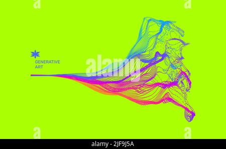Array Vector With Splash Emitted Particles. Connection Round Structure. Visualization Abstract ...