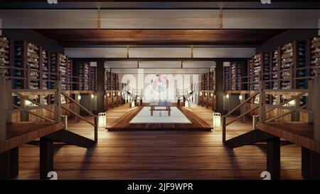 3D Rendering of an Ancient Chinese Bamboo Scroll Book Library Stock ...