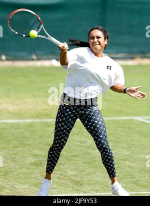 Great Britain's Heather Watson practicing on the practice courts during ...