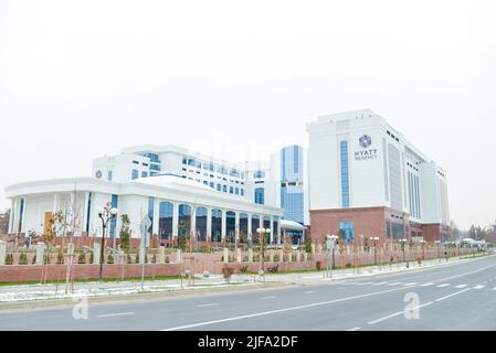 Tashkent, Uzbekistan. December 2019. Hyatt Hotel in the center of the ...