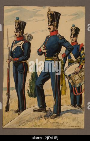 The poster with uniform for soldier and officer at Västgöta regiment in ...