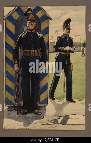The poster with uniform for officer and soldier at Västgöta regiment in ...