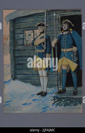 The poster with uniform for Västgöta-Dal's regiment for the year 1683 ...