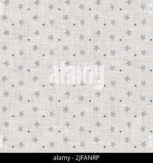 French blue star motif seamless pattern. Tonal country cottage style ...
