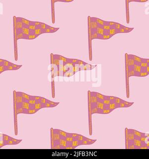 Race flag sketched seamless pattern. Vintage sport elements for drive ...