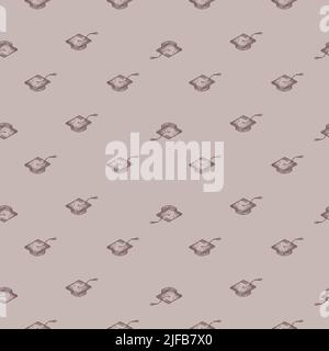 Graduate hats engraved seamless pattern. Vintage element education in ...