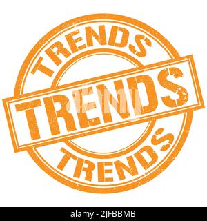 TRENDS text written on orange rectangle stamp sign Stock Photo - Alamy