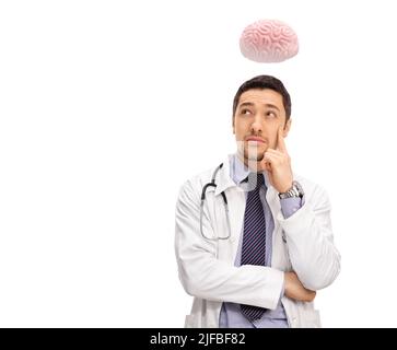 The male doctor with the brain in medical concept Stock Photo - Alamy
