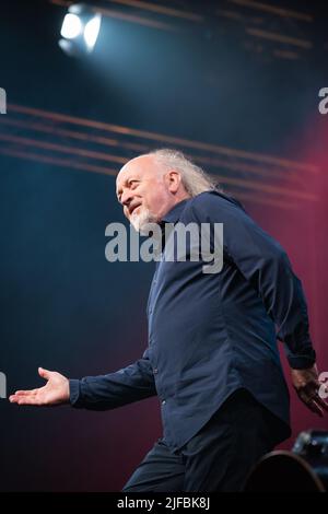 Musician and comedian Bill Bailey speaking at a major campaign event at ...