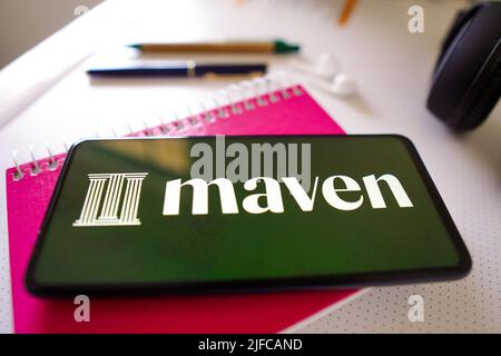 In this photo illustration the Maven logo seen displayed on a ...