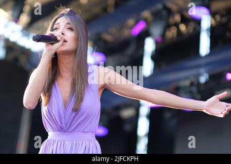 Singer Ana Guerra performs at the Botanical Nights festival, in Madrid ...