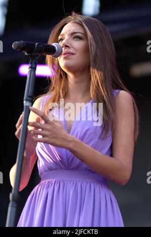 Singer Ana Guerra performs at the Botanical Nights festival, in Madrid ...