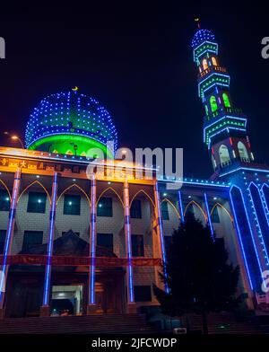 Night view of the Grand Dongguan Mosque of Xining, Qinghai, before the ...