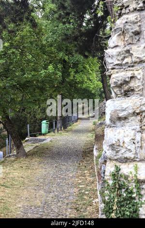 Empty cobbled garden alley in polish garden Stock Photo - Alamy