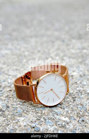 Closeup shot of a luxury wristwatch isolated on a white background ...