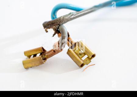 Old twisted copper cable on white Stock Photo - Alamy
