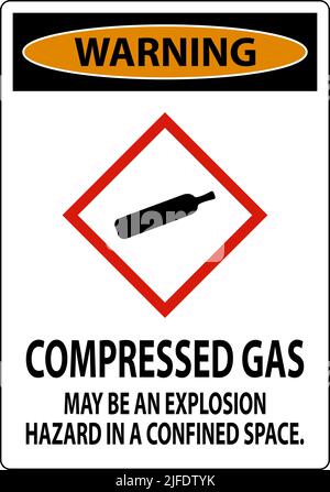 Gas cylinder. Attention is dangerous. Warning sign. Safety technology ...