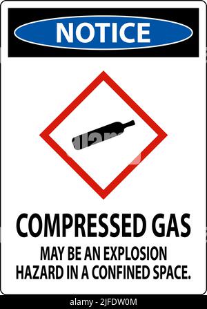 Notice Compressed Gas GHS Sign On White Background Stock Vector Image ...