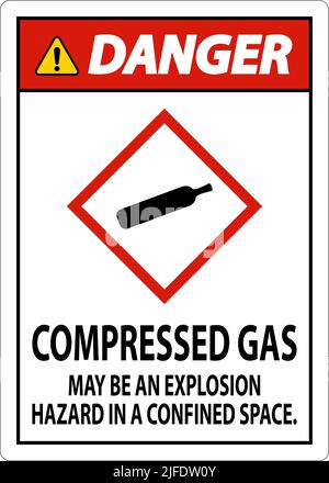 Danger Compressed Gas GHS Sign On White Background Stock Vector Image ...