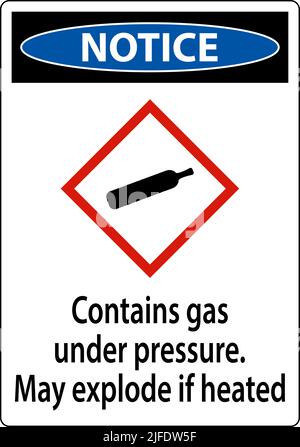 Notice Contains Gas Under Pressure GHS Sign On White Background Stock ...