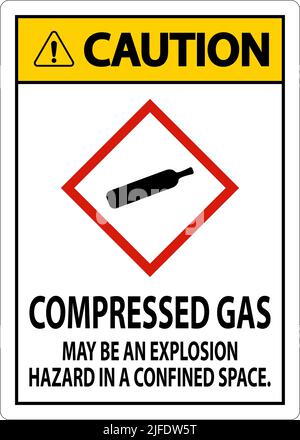 Caution Compressed Gas GHS Sign On White Background Stock Vector Image ...