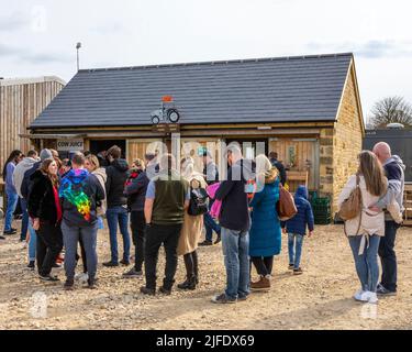 Diddly Squat Farm sign, at the entrance to the farm shop opened in 2020 ...