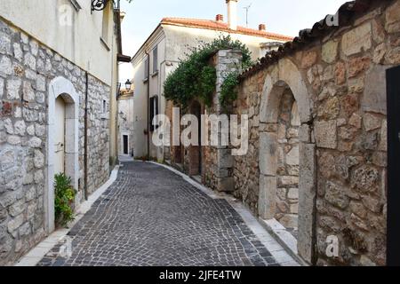 A narrow street in Fornelli village in the Molise region, Italy Stock ...