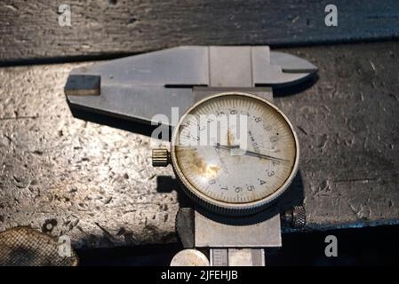 Closeup of a measuring special equipment like calipers, dividers ...