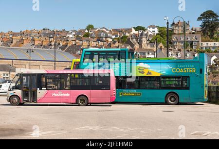 A Coaster open top bus in Weston-super-Mare, UK. The buses run on two ...