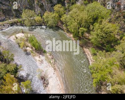 Amazing Aerial view of Struma River passing through the Kresna Gorge ...