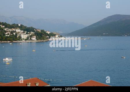 Igalo, Montenegro, August 2021. View of the Boko-Kotor Bay, mountains ...