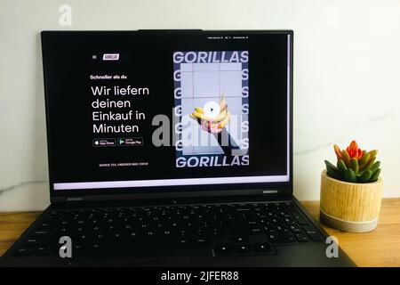 The logo of Gorillas company displayed on the screen of a laptop Stock ...