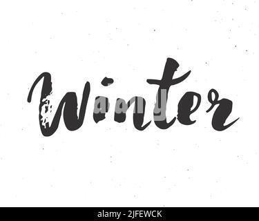 Winter lettering word, textured calligraphic sign. Vector illustration ...
