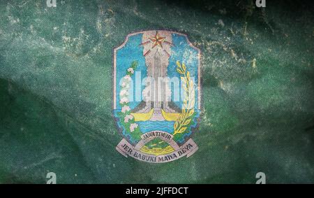 Top view of flag East Java Indonesia. Indonesian travel and patriot ...