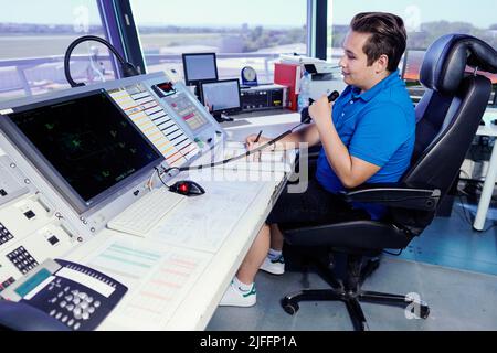 Mannheim, Germany. 13th May, 2022. Tim Eggert, air traffic controller ...