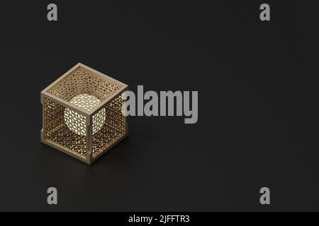 3D rendering with modern Islamic theme, geometric lantern with lights ...